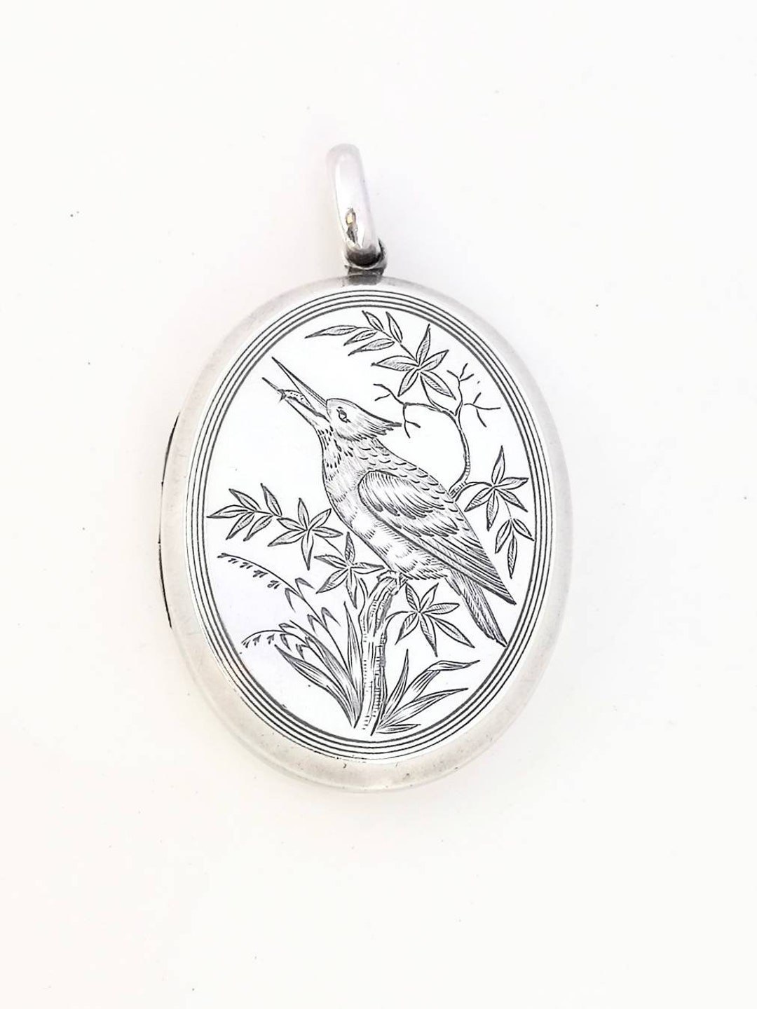 Victorian Silver Locket With Kingfisher & Fish - Etsy