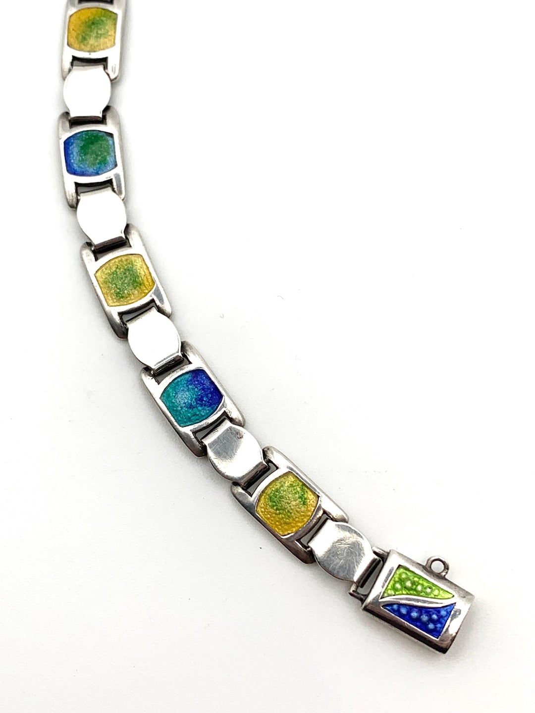 1908 Enamel & Silver Arts and Crafts Panel Bracelet - Etsy