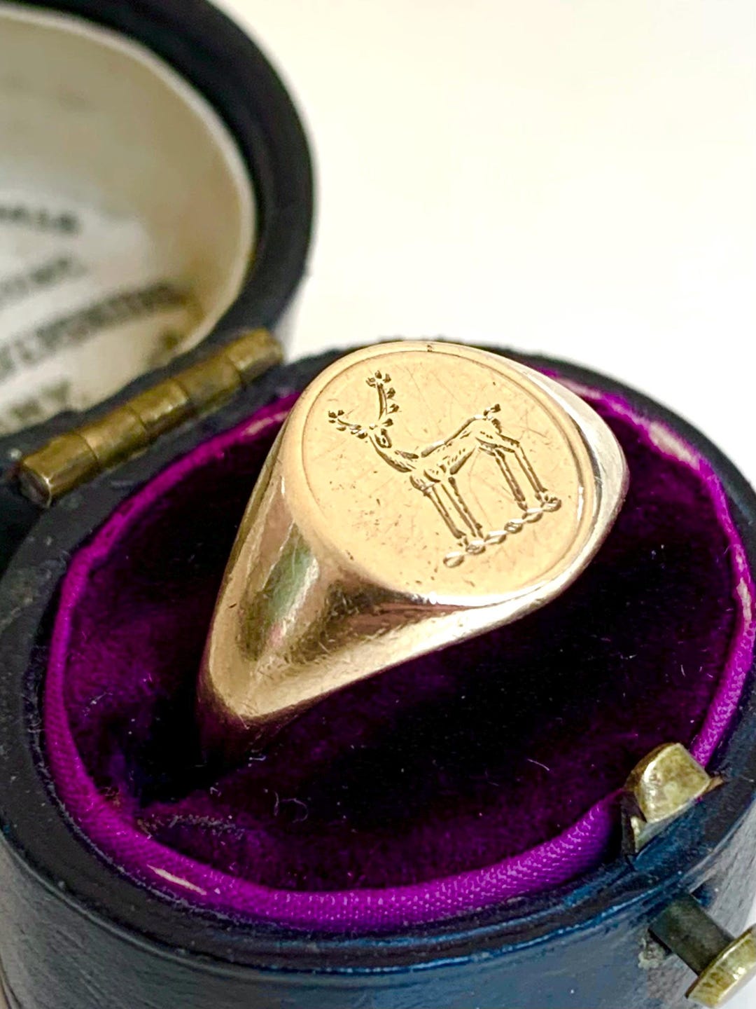Vintage 9ct Signet Ring With Stag Engraved - Etsy
