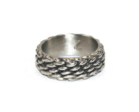 Vintage Stainless Steel Basket Weave Design Size 7 We… - Gem
