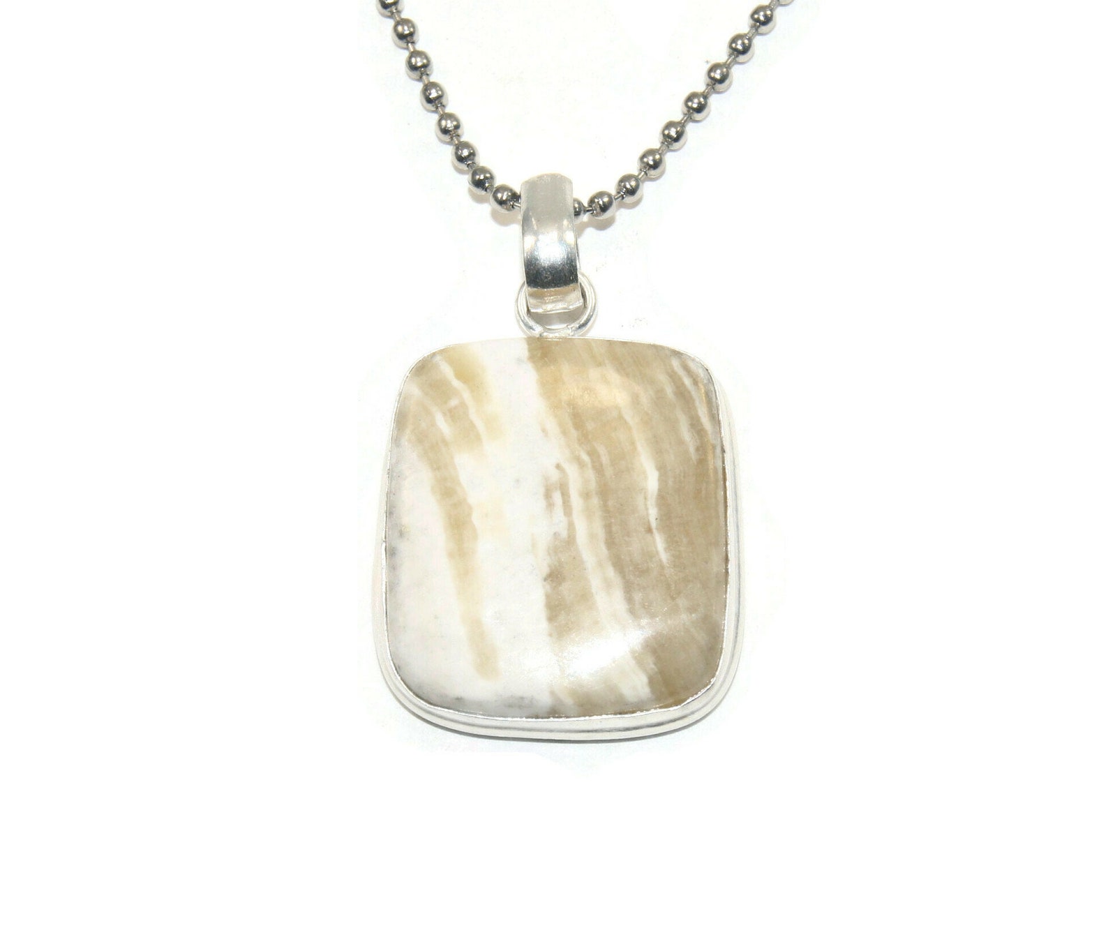 Vintage Silver Tone and Yellow Jasper Rectangular Pendant on - Etsy