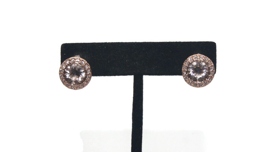 Vintage Givenchy Round Gold Tone and Rhinestones Stud Earrings With ...