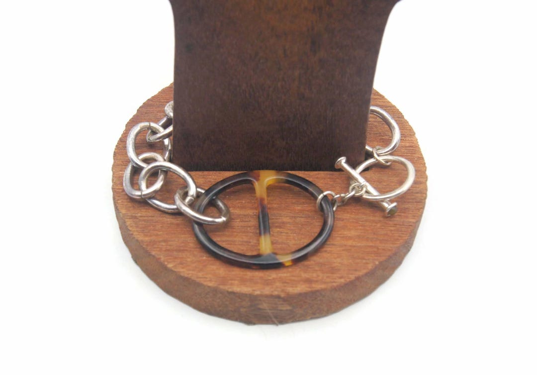 Ralph Lauren Bracelet, Vintage Silver Tone and Faux Tortoise Shell Link ...