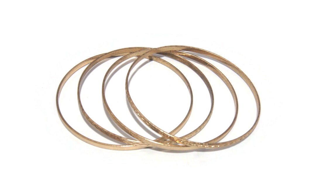 4 Vintage Textured Gold Tone 8 Inch Stacking Bangle Bracelets. - Etsy