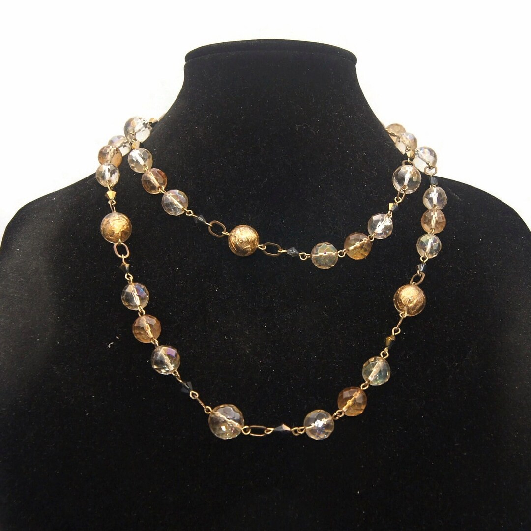Vintage Gold Tone With Shades of Gold Beads 18 Inch 2 Strand Necklace ...