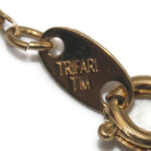 Vintage 1990s Trifari Gold Tone, Clear and Black Glass 17 1/2 Inch ...