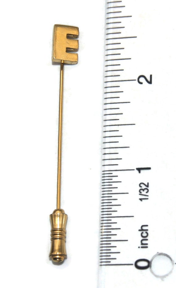 Vintage Gold Tone Letter "E" Monogram Stick Pin, Hat … - Gem
