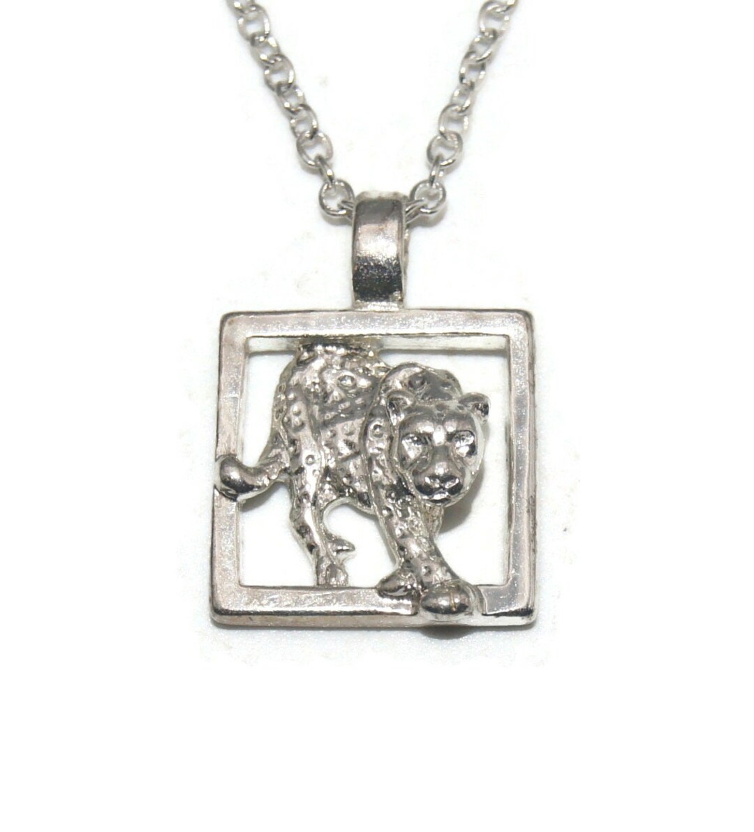 Vintage Effy Silver Plated Walking Leopard Pendant on 18 Inch Silver ...