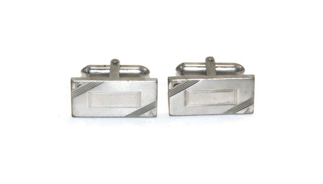 Vintage Swank Textured Silver Tone Rectangular Cuff Links. Swank ...