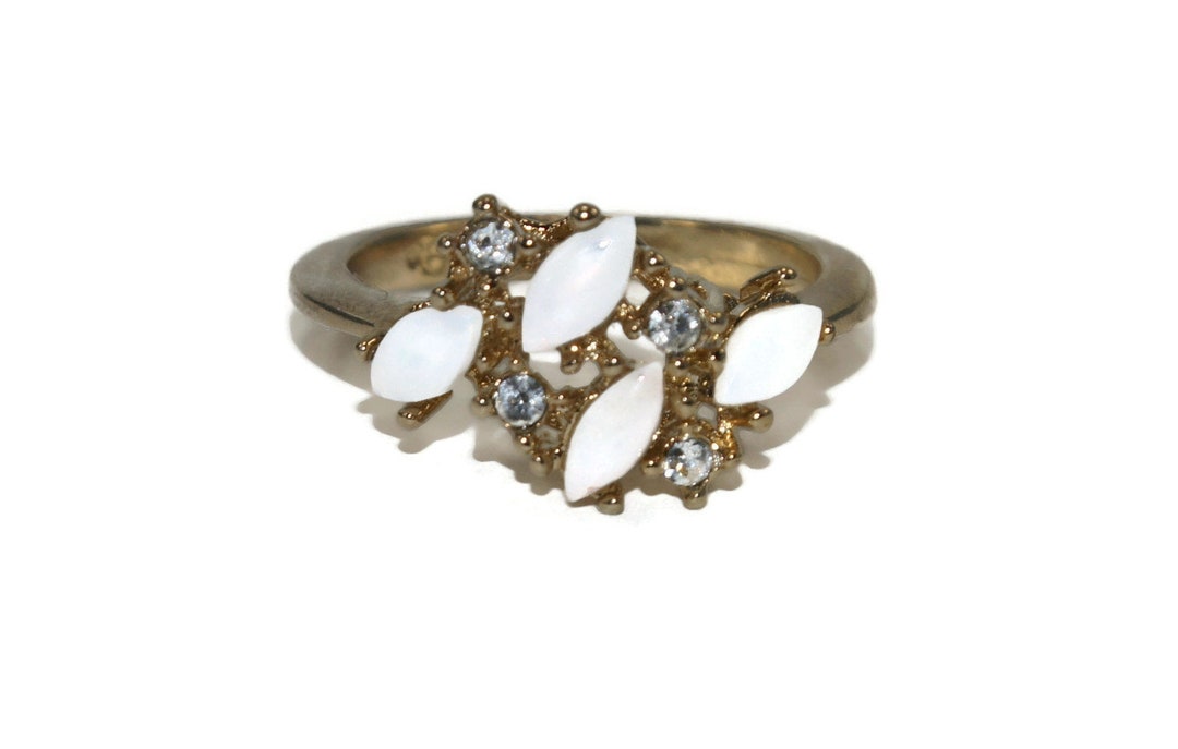 Vintage Uncas Gold Tone, Opals and Czs Size 8 Ring. U With Arrow ...