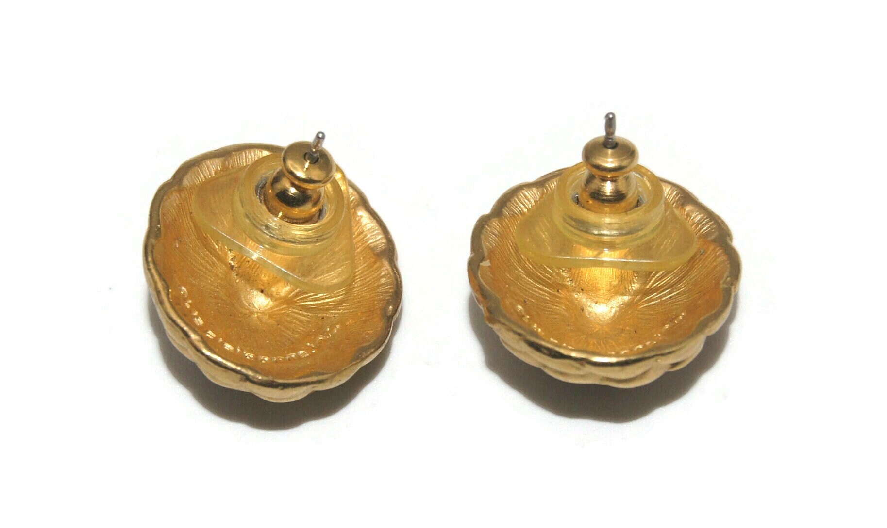 Vintage Liz Claiborne Gold Tone and Purple Enamel Oval Stud Earrings ...