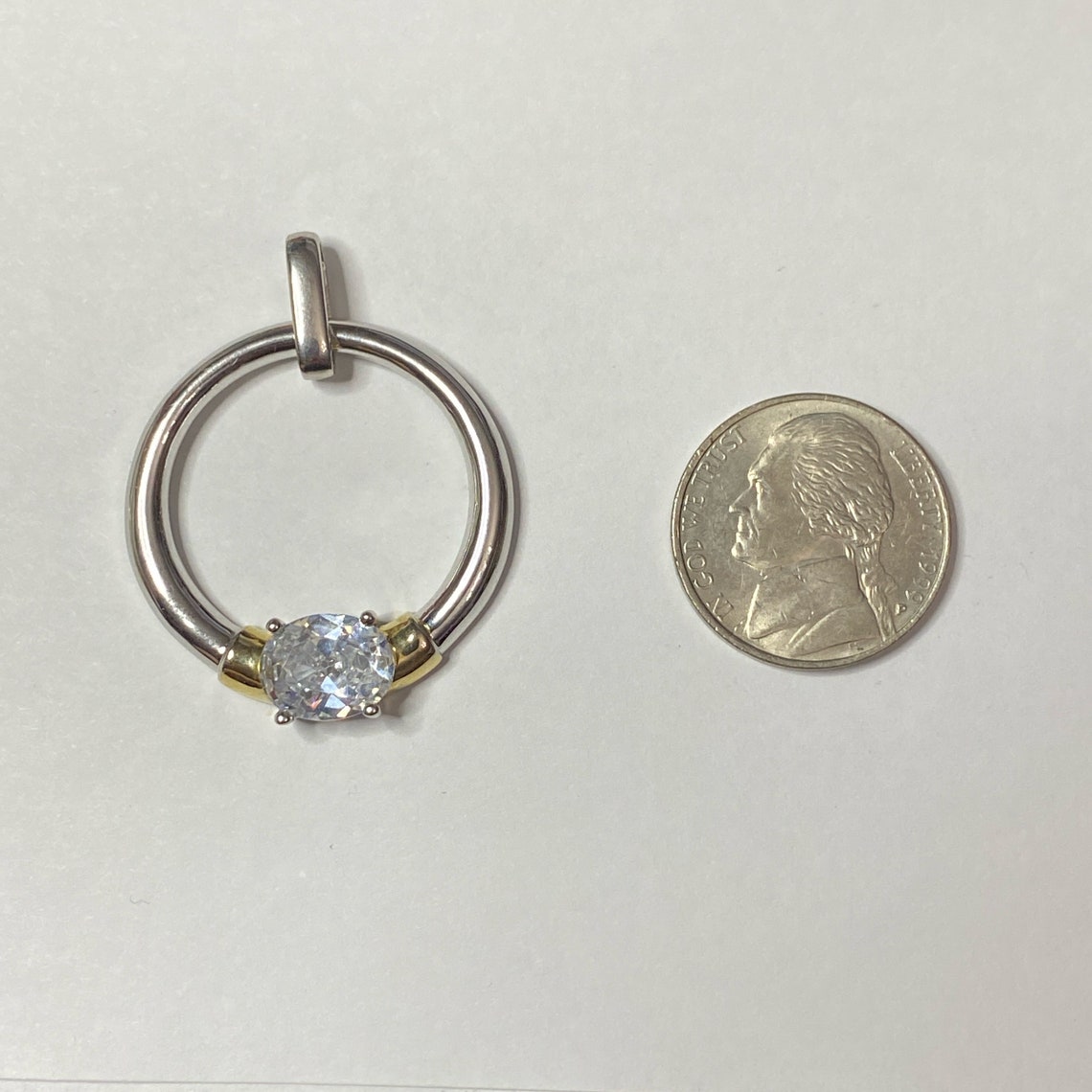 Beautiful Vintage Sterling Silver Gold Plate and Oval Cubic Zirconia ...