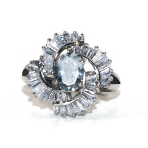 Vintage Stauer Sterling Silver and Aquamarine Size 7 1/2 Ring With ...