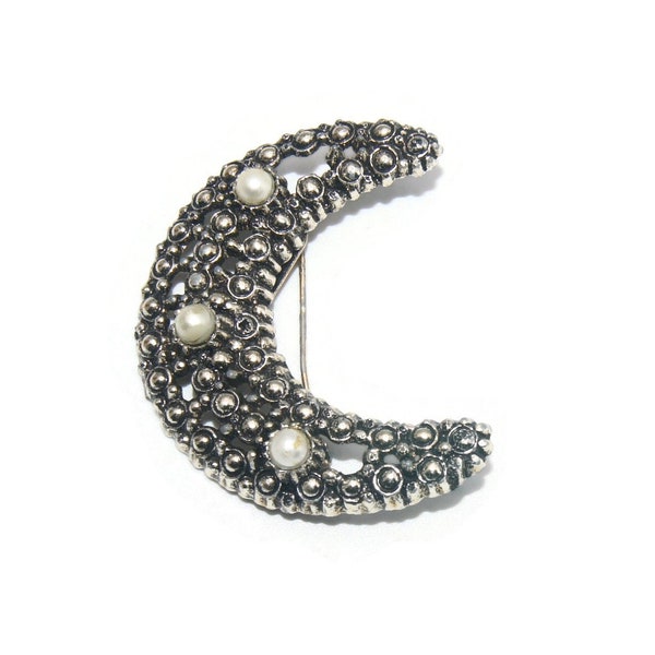 Crescent Moon Brooch - Etsy