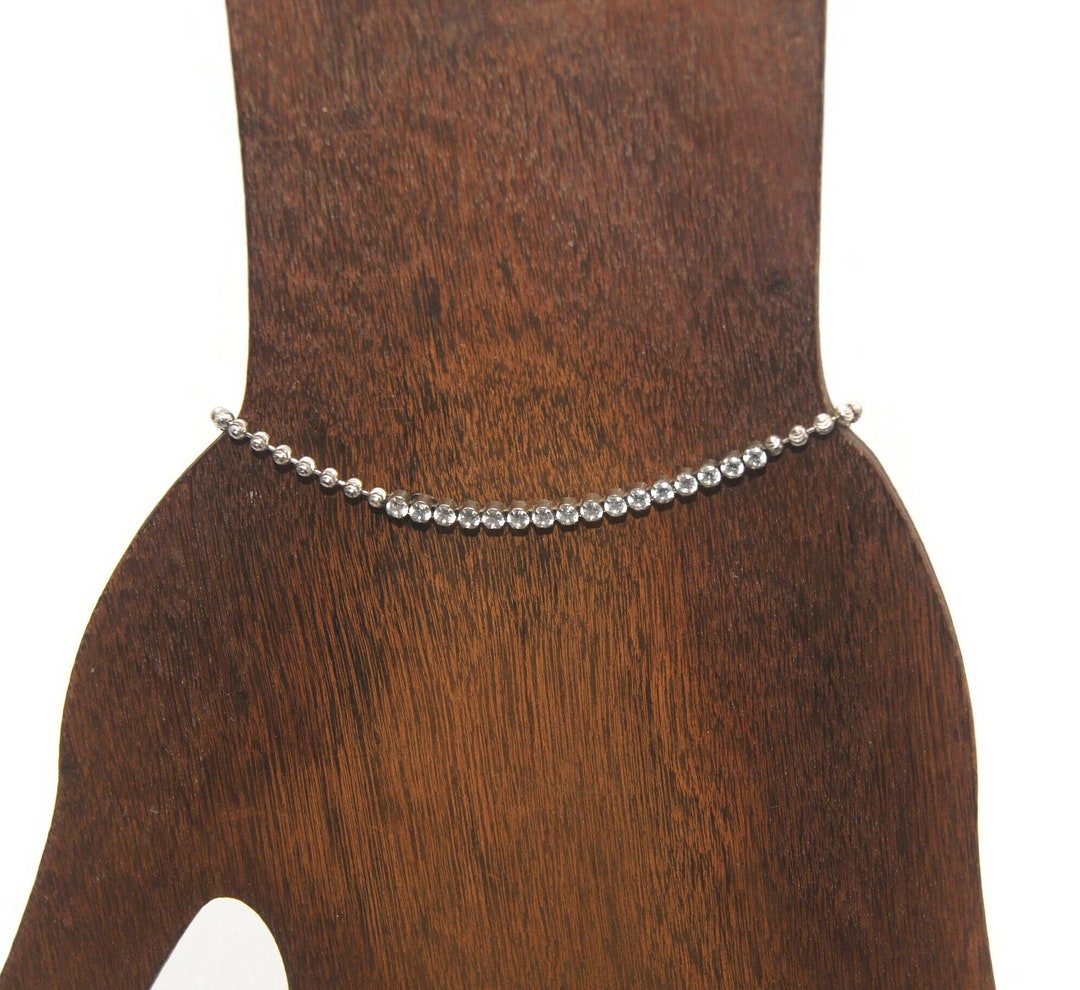 Vintage Jacmel Sterling Silver and CZ Chain Link 5 to 9 Inch Adjustable ...