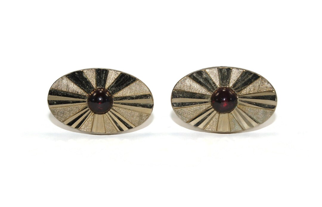 Vintage Swank Gold Tone and Faux Ruby Oval Cuff Links. Swank S in ...