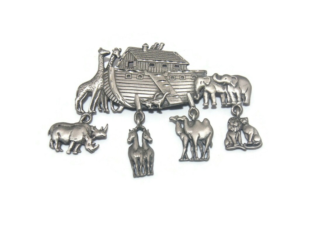 Vintage Jonette Jewelry Pewter Noah's Ark Brooch. JJ Hallmark. - Etsy