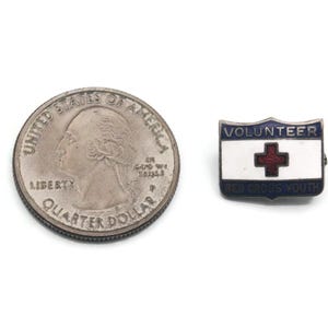 American Red Cross Vintage Pin Volunteer YOUTH ARC Badge Pin Red White ...