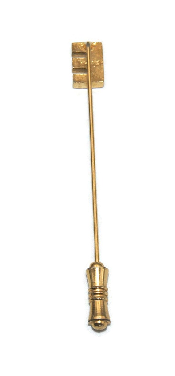 Vintage Gold Tone Letter "E" Monogram Stick Pin, Hat … - Gem