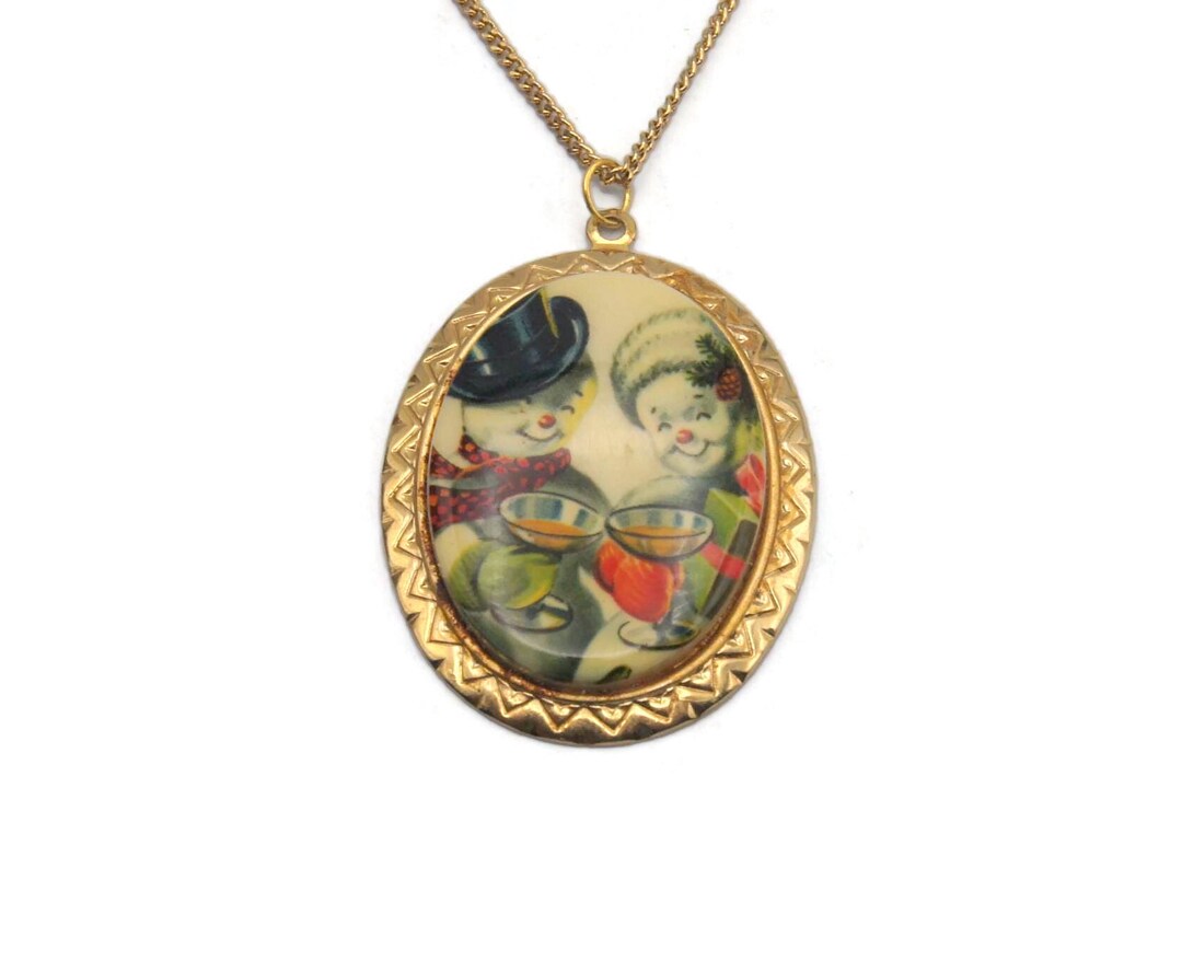 Vintage Frosty Snowman & Mrs Frosty Cocktails Christmas Cameo Style ...