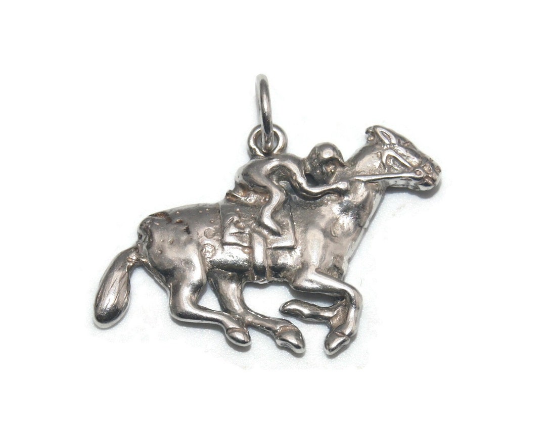 Vintage Sterling Silver Racehorse and Jockey Charm. - Etsy