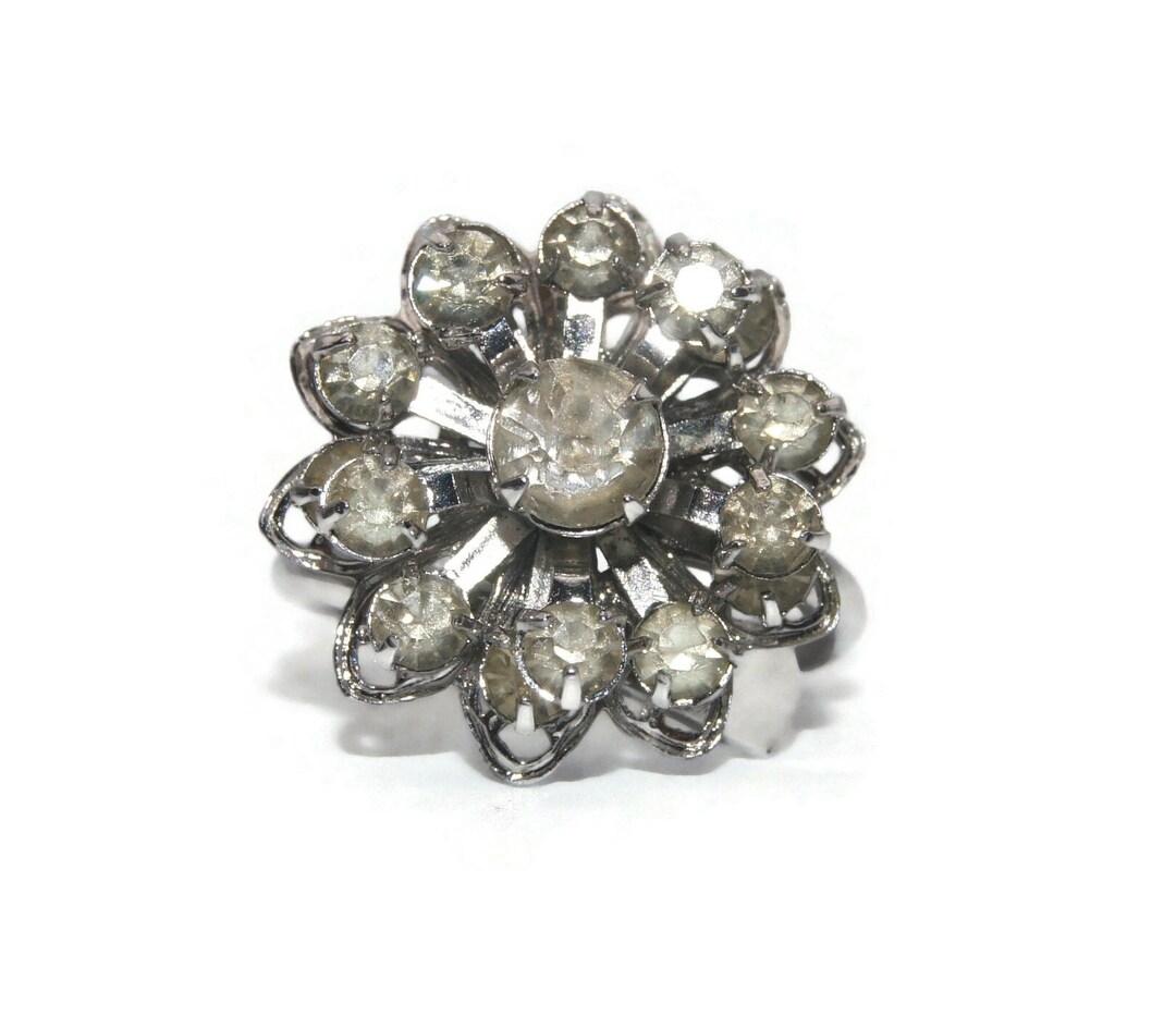 Vintage Sarah Coventry Silver Tone and Clear Rhinestones Size 5 ...