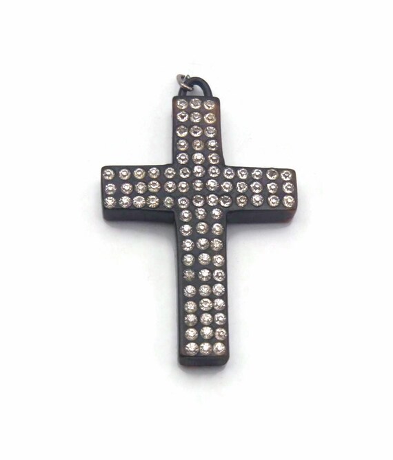 Rare Beautiful Tortoise Shell Celluloid & Clear Rhine… - Gem