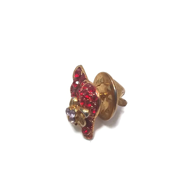Small Vintage Gold Tone Red Hat Society Enameled Lapel Pin - Etsy