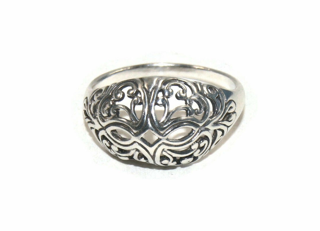 Anillo llamativo vintage de plata de ley con diseño recortado, talla 8 ...