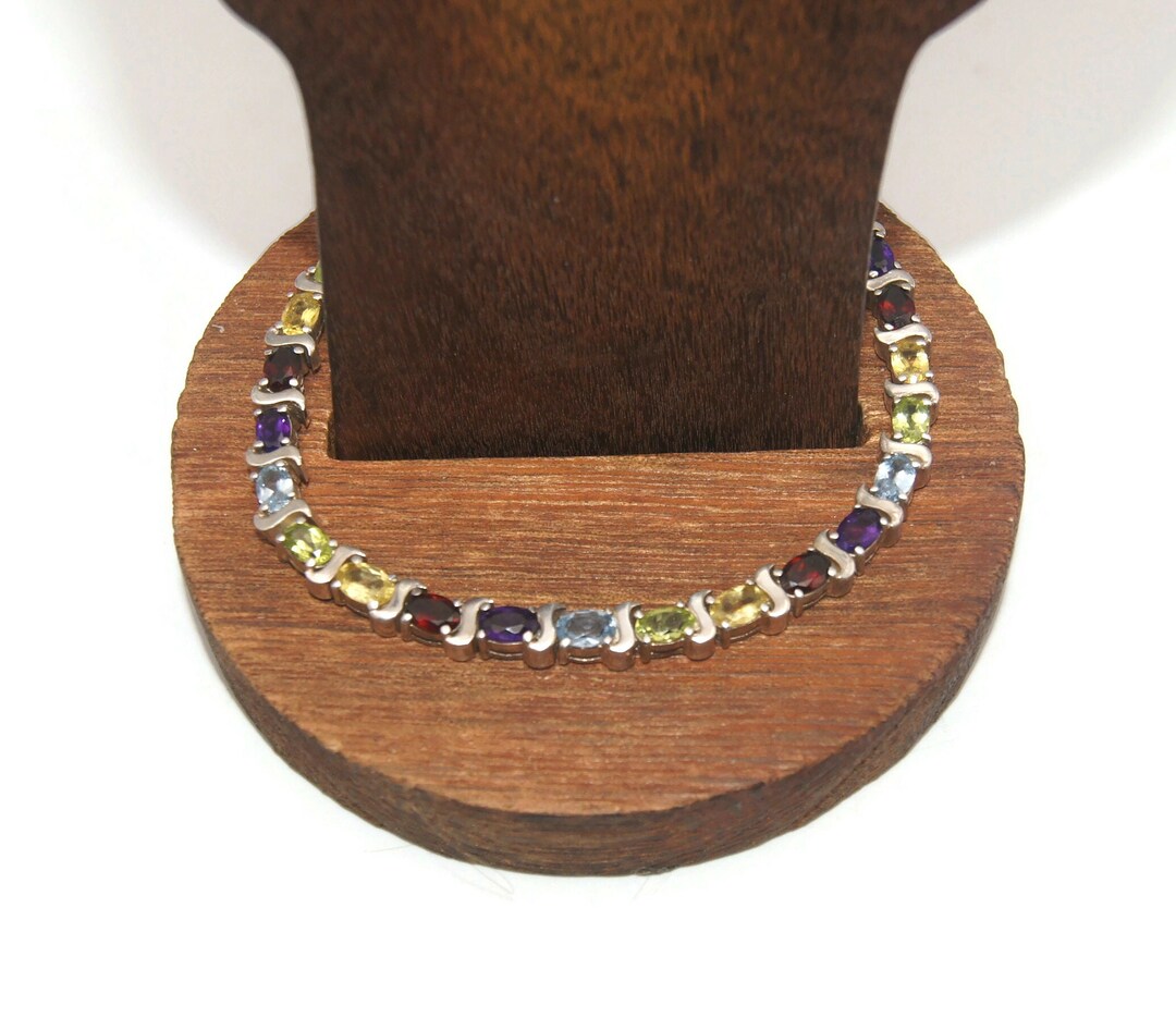 Vintage SETA Sterling Silver and Colored Gemstones 8 1/2 Inch Link ...