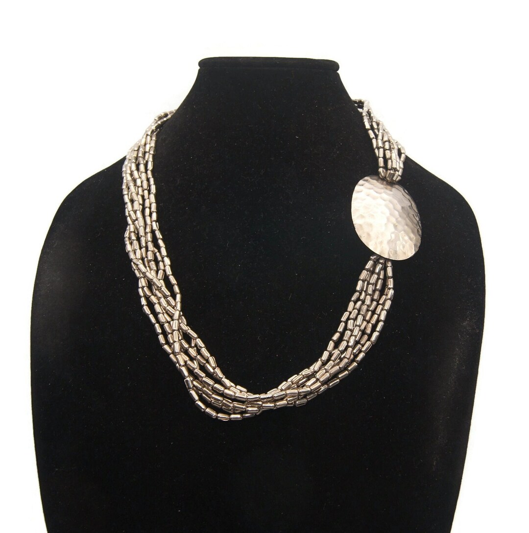 Vintage Silver Tone 7 Strand 26 Inch Necklace With Hook Clasp. - Etsy