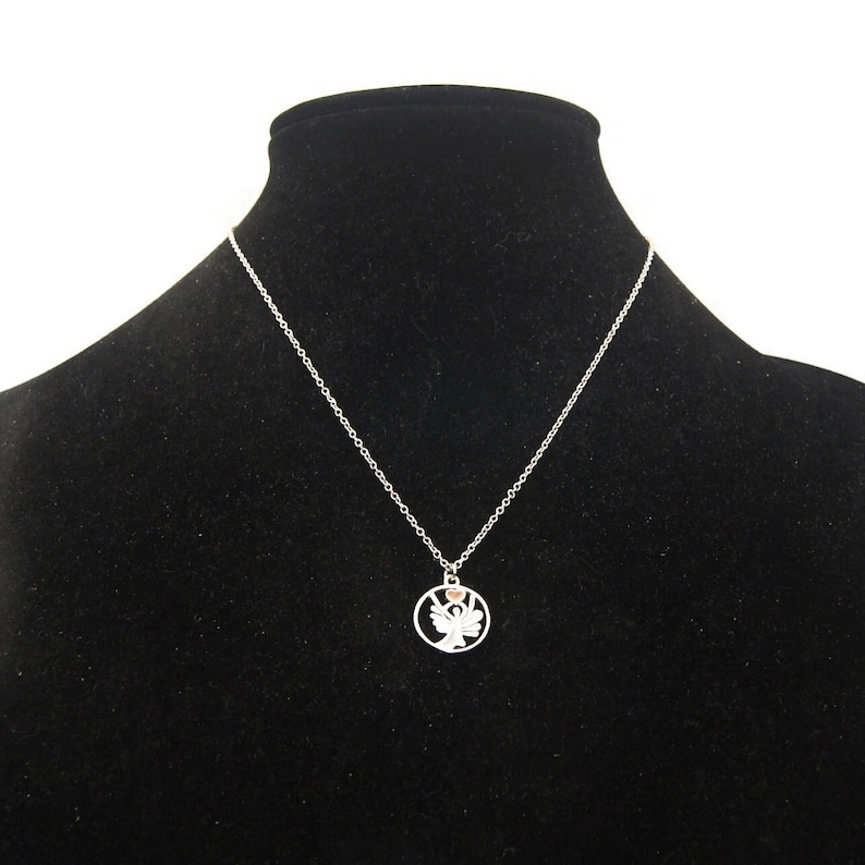 Vintage LACN Silver Tone Angel With Heart Pendant on 18 Inch Silver ...