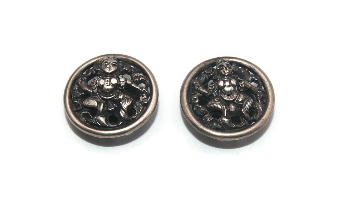 Vintage Sterling Silver Hindu God Repoussé Cuff Links. - Etsy