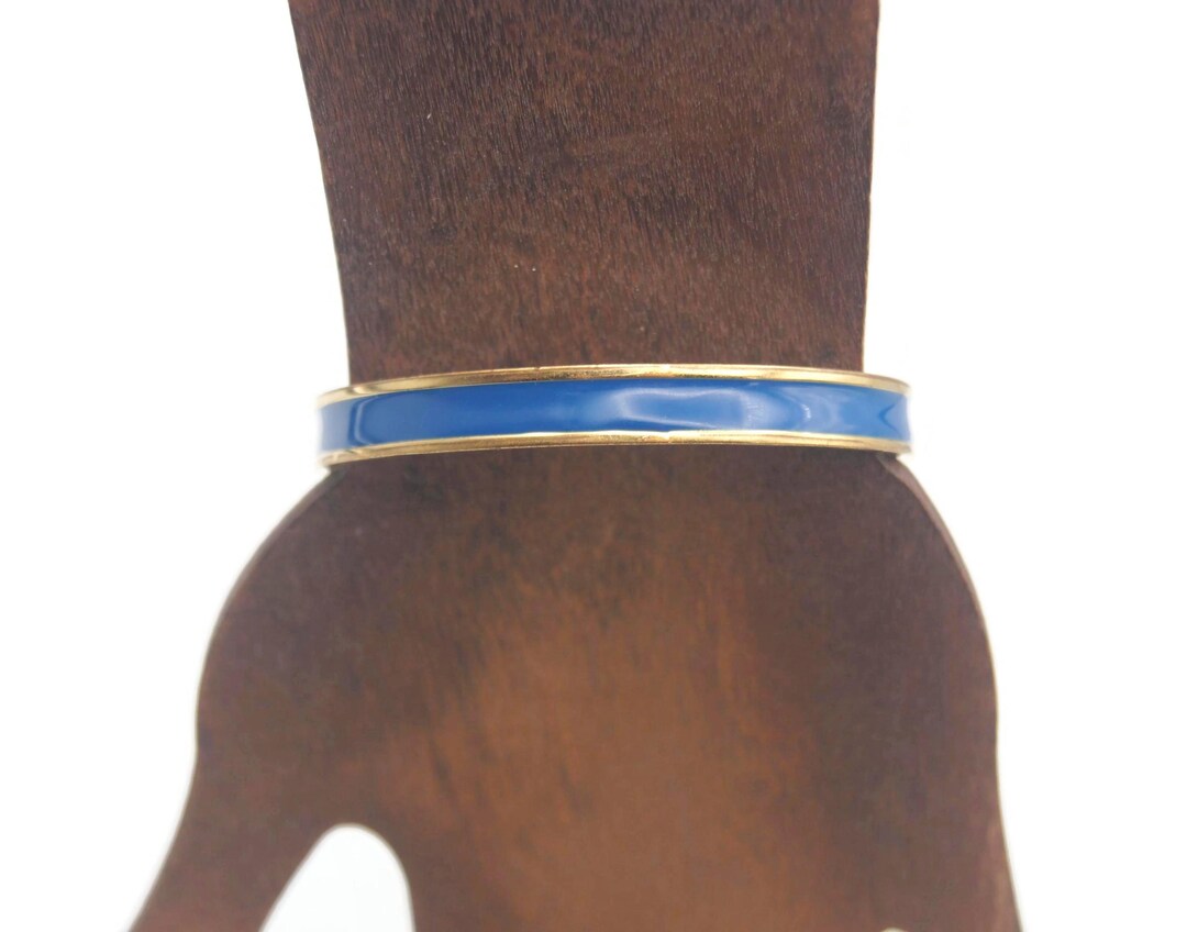 Monet Gold Tone and Blue Enamel 7 3/4 Inch Bangle Bracelet. Monet ...