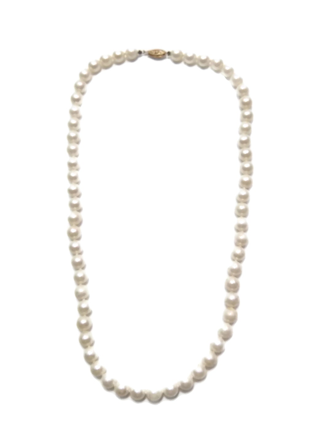 Genuine Pearls Hand Strung & Knotted 18" Strand of 7 Mm Pearls With 14K ...