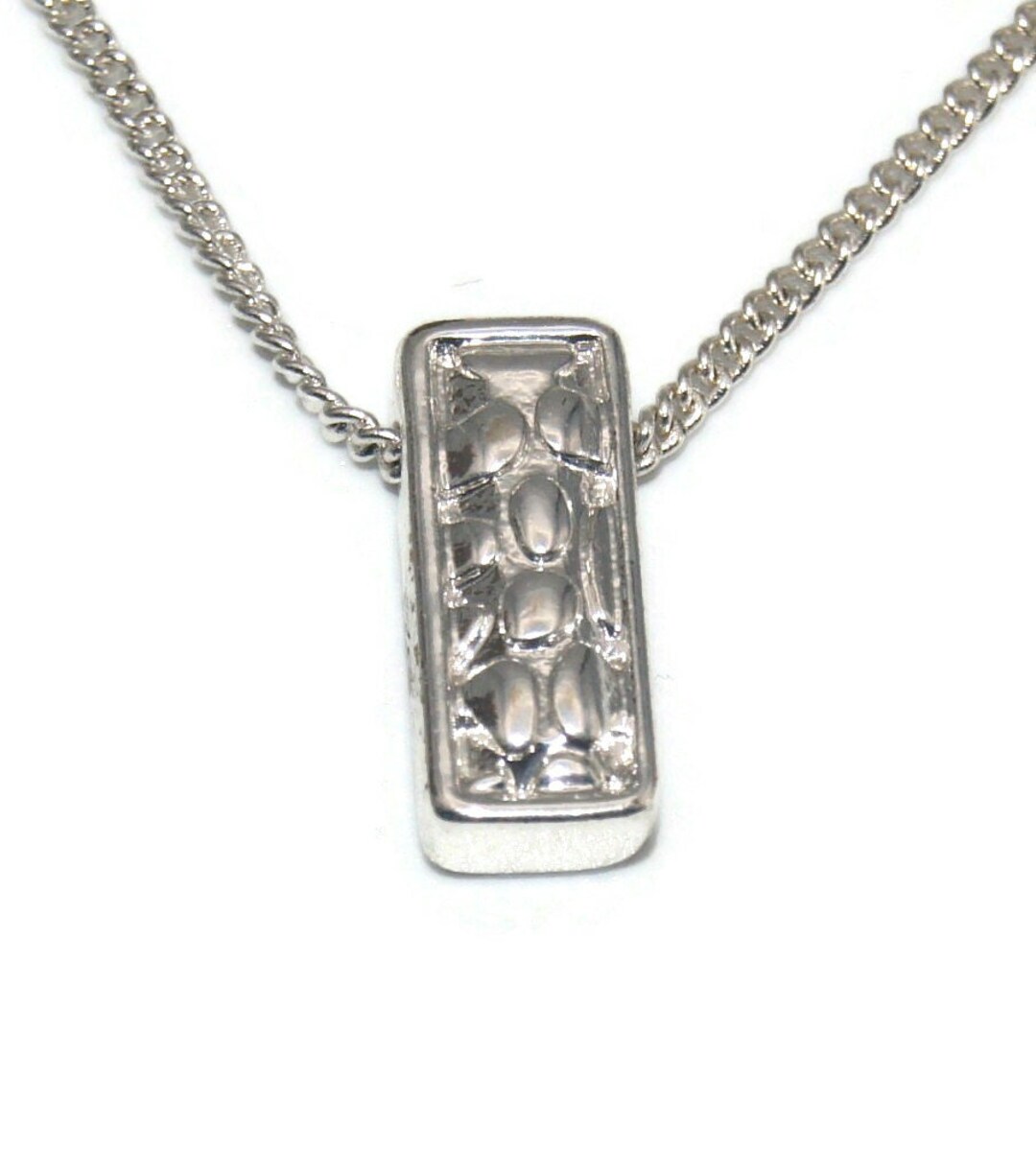 Vintage NWT Silver Tone Rectangular Pendant on 16 to 19 Inch Adjustable ...