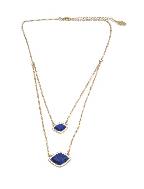 Vintage Marcia Moran Gold Tone and Faux Lapis 15 Inch… - Gem
