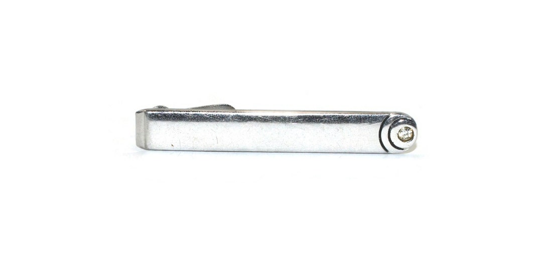 Vintage Swank Silver Tone and Rhinestone Tie Clip. Swank Hallmark. - Etsy