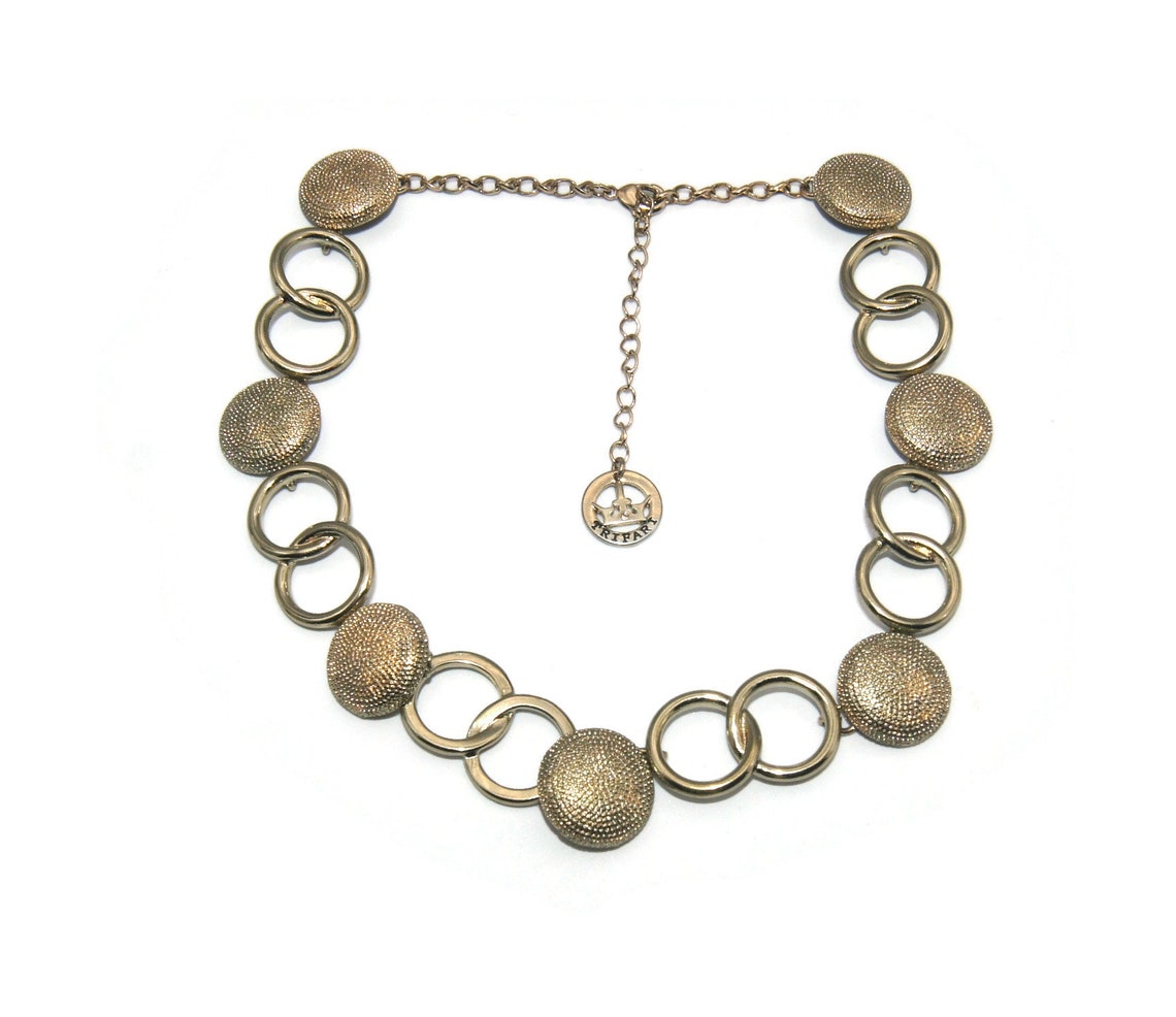 Vintage Crown Trifari Gold Tone 15 to 18 Inch Link Necklace With ...