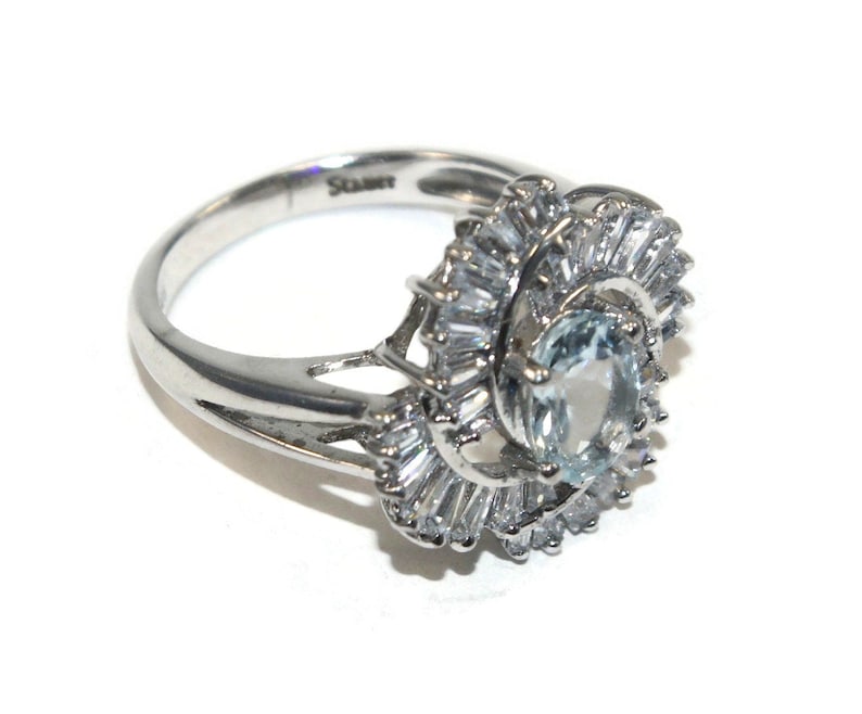Vintage Stauer Sterling Silver and Aquamarine Size 7 1/2 Ring | Etsy