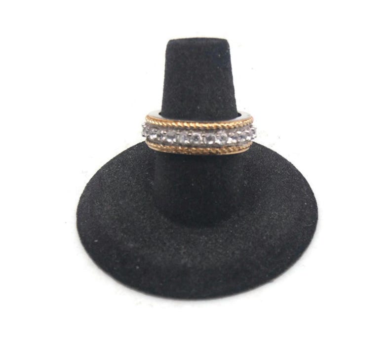 Eternity Band Silver and Gold Tone and Clear Rhinestones, Size 7 ...