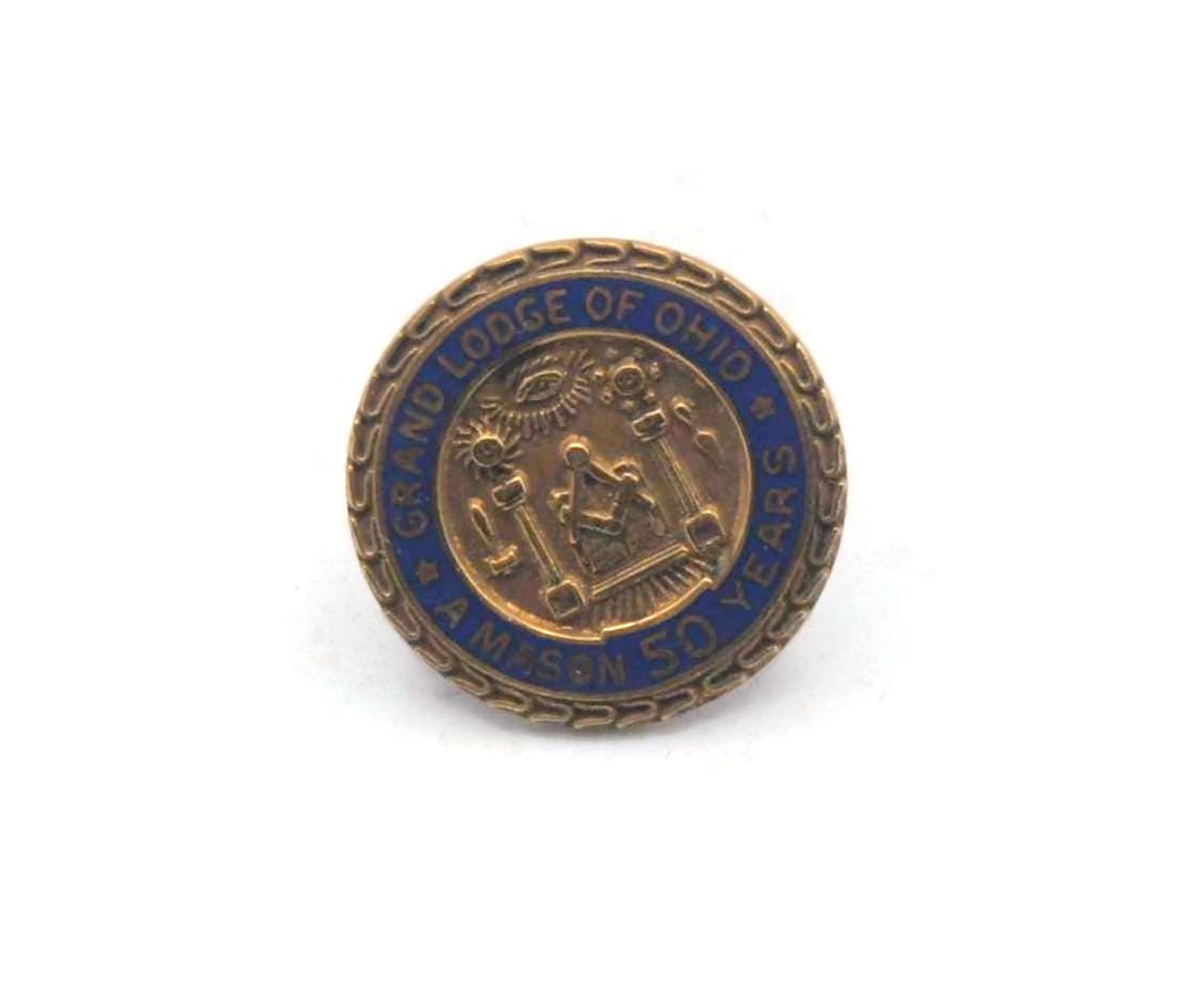 Vintage Gold Filled and Blue Enamel Grand Lodge Ohio Mason 50 Years Pin ...