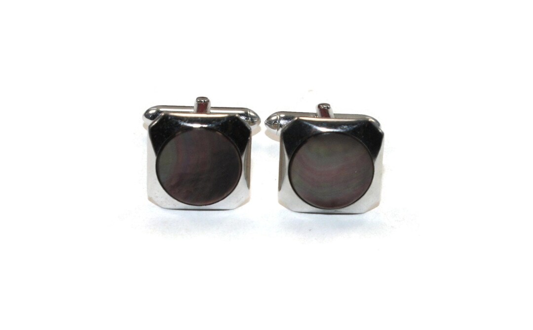 Vintage Swank Silver Tone and Abalone Cuff Links. Swank Hallmark. - Etsy