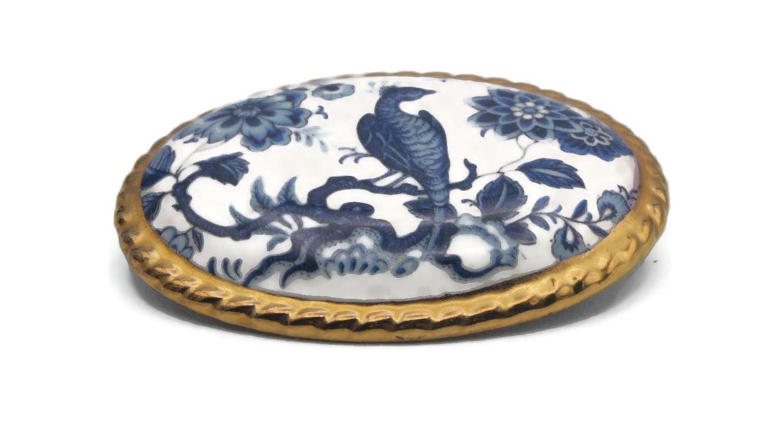 Vintage Aynsley Fine Bone China Made in England Oval Blue White Bird ...