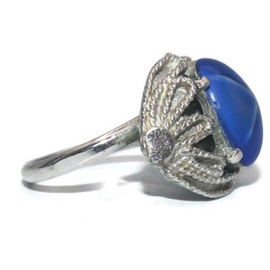 Vintage Uncas Silver Tone and Faux Star Sapphire Size 7 Adjustable ...