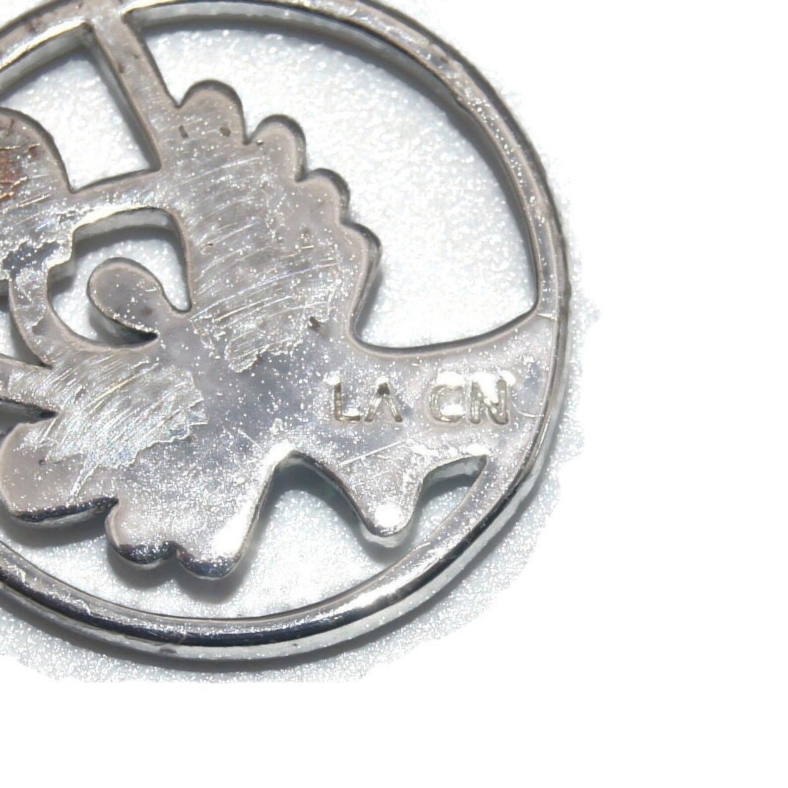 Vintage LACN Silver Tone Angel With Heart Pendant on 18 Inch Silver ...