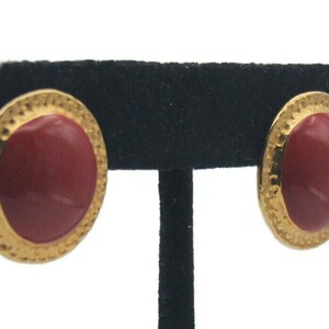 Vintage Gold Tone and Red Enamel Round Domed Stud Earrings With Post ...