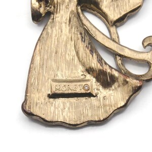 Monet Angel Blowing Horn Brooch Vintage Gold Tone With Clear and Black ...