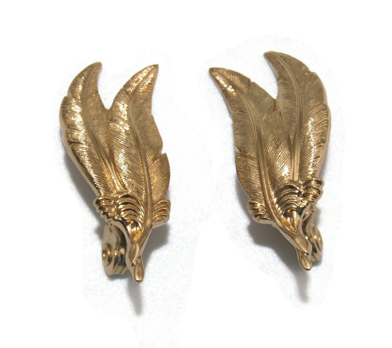 Vintage Monet Gold Tone Leaf Clip on Earrings. Monet Hallmark. | Etsy