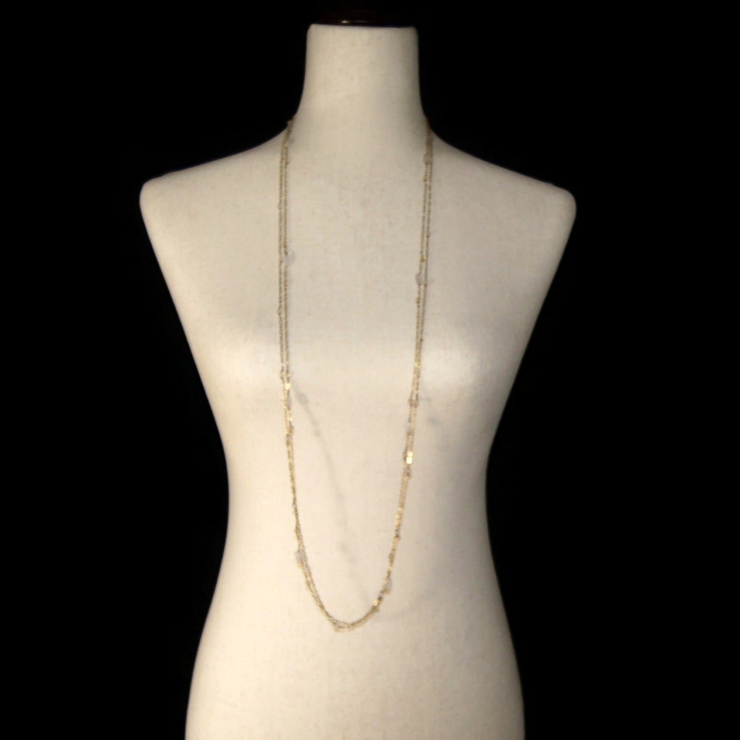 Vintage Talbots Gold Tone Beaded 2 Strand 42 Inch Necklace With Lobster ...